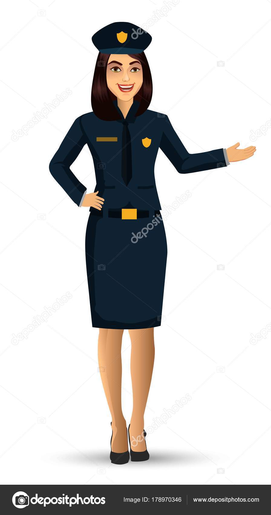 Police Woman Character Design Vector Illustration Isolated White ...