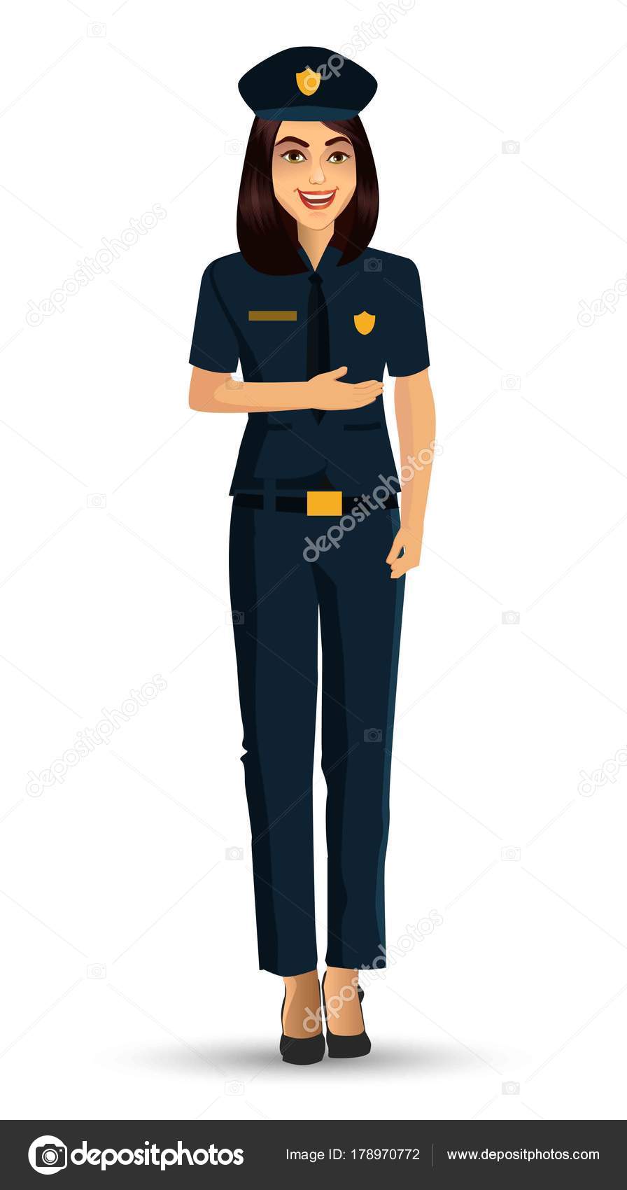 Police Woman Character Design Vector Illustration Isolated White ...