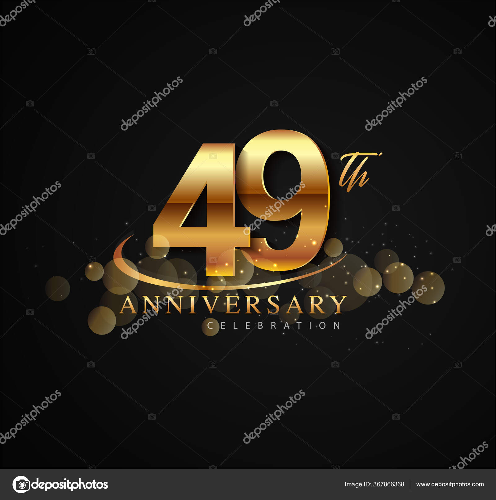49Th Golden Anniversary Logo Swoosh Sparkle Golden Colored Isolated ...