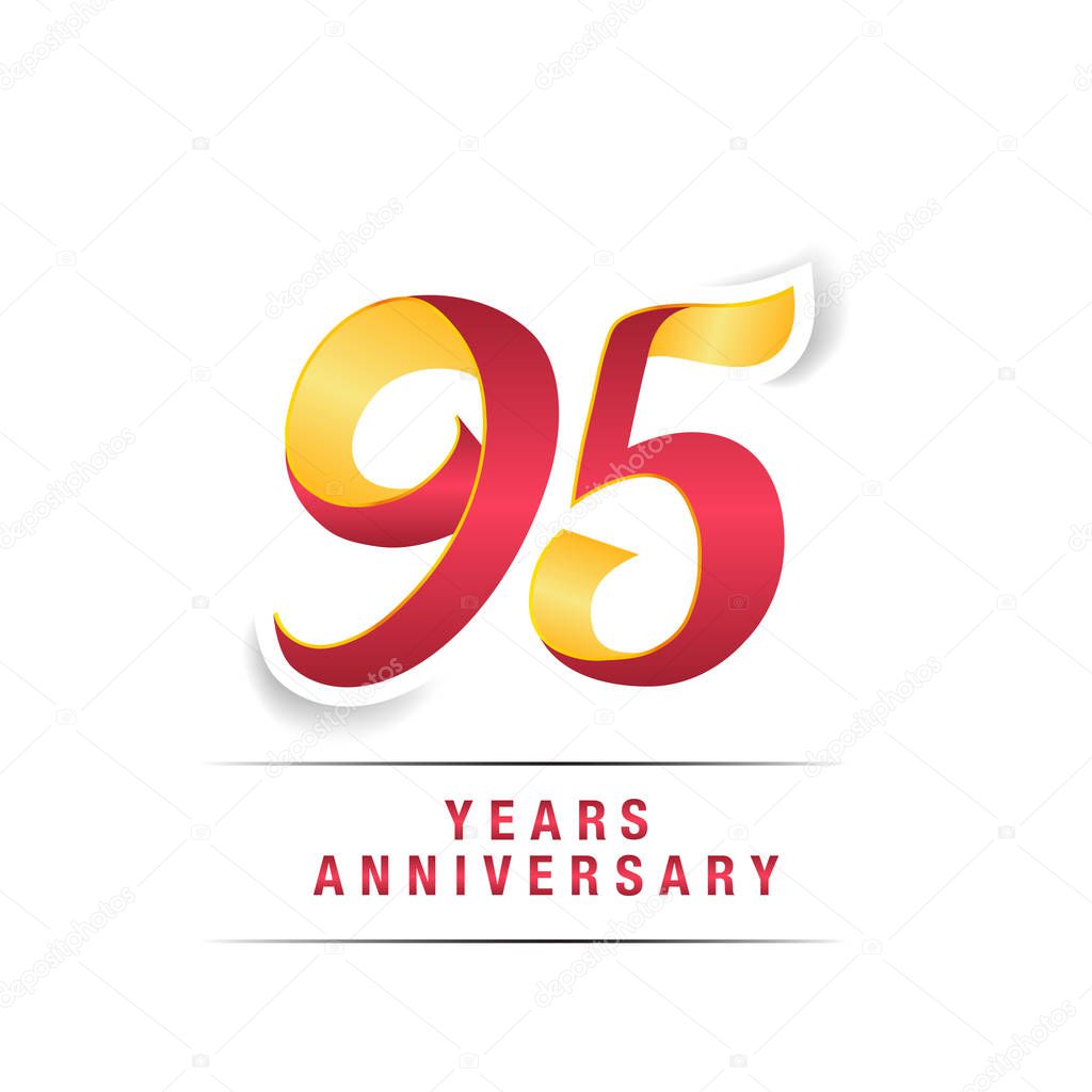 Logotipo de la celebraci n del aniversario rojo y amarillo de 95 a os aislado sobre fondo blanco ...