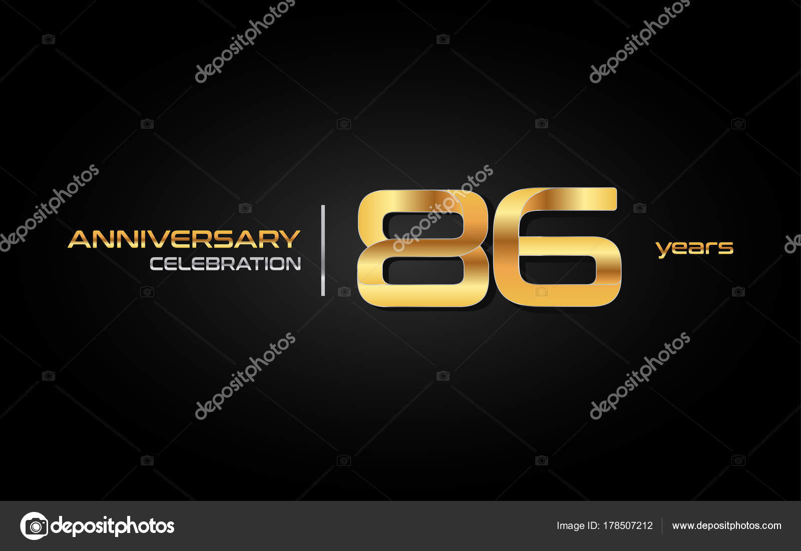 Years Gold Anniversary Celebration Logo Vector Illustration Black ...