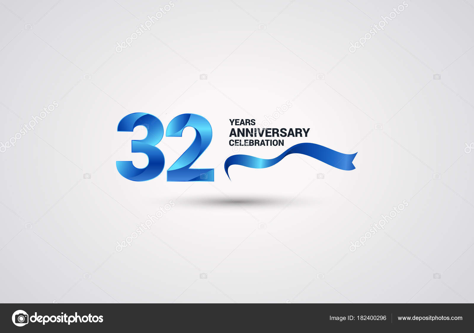 Years Anniversary Celebration Logotype Blue Colored Ribbon Vector ...