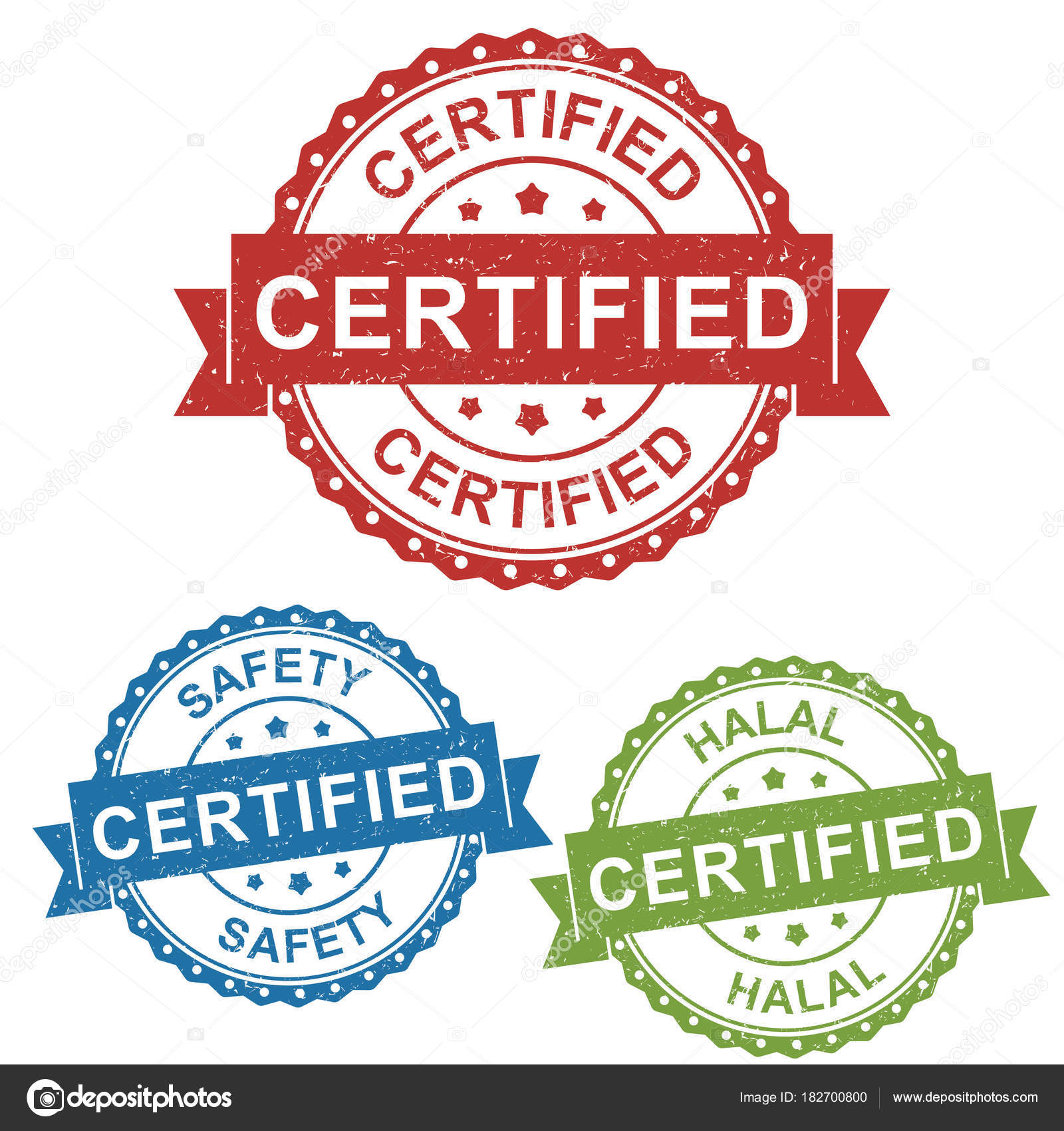 Certified, safety, halal, vector badge label stamp tag for product ...