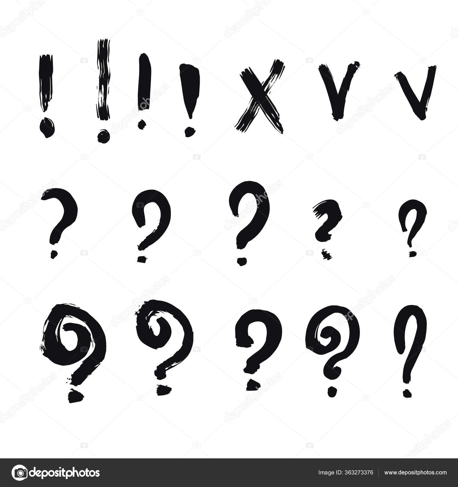 Set Tangan Digambar Seruan Tanda Tanya Penerimaan Dan Penolakan Simbol ...