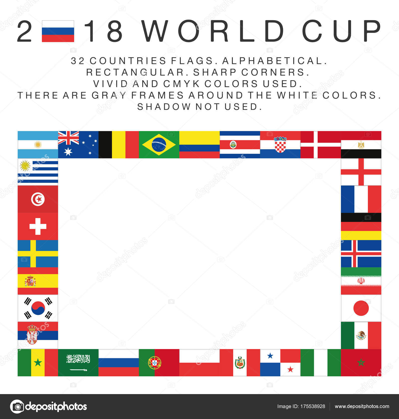 Rectangular flags of 2018 World Cup countries — Stock Vector © Emrah ...
