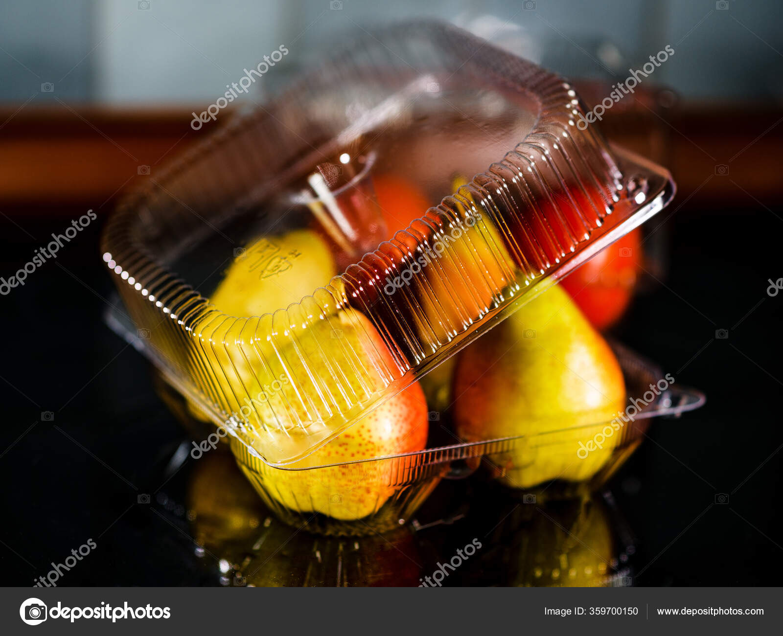 Pears Transparent Plastic Disposable Container Black — Stock Photo ...