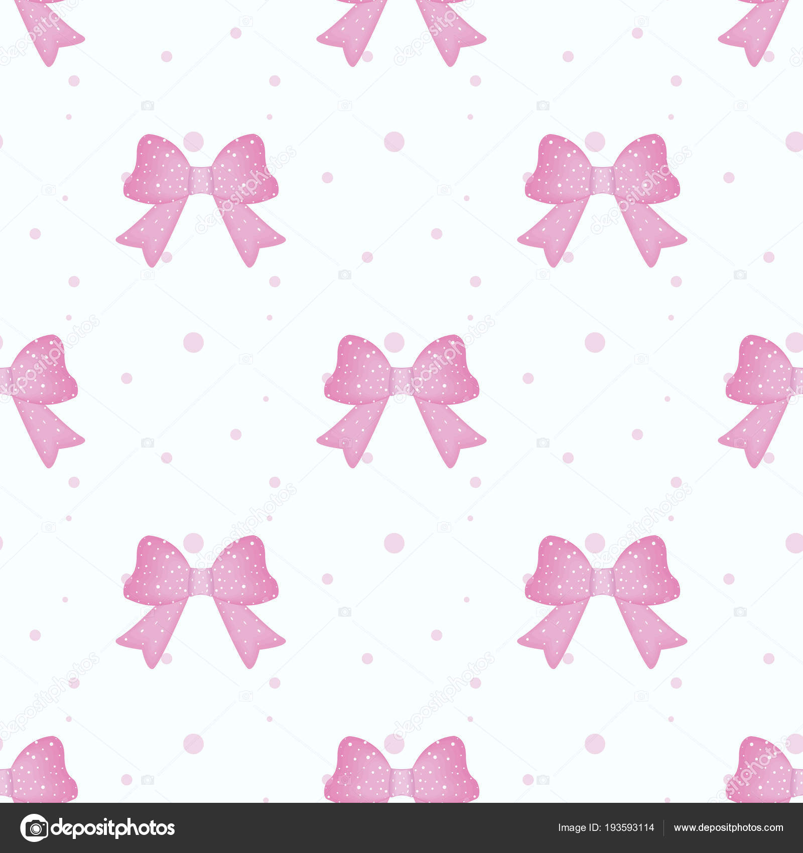 Pink Ribbon Bow Grid Seamless Pattern Background Isolated White Vector ...
