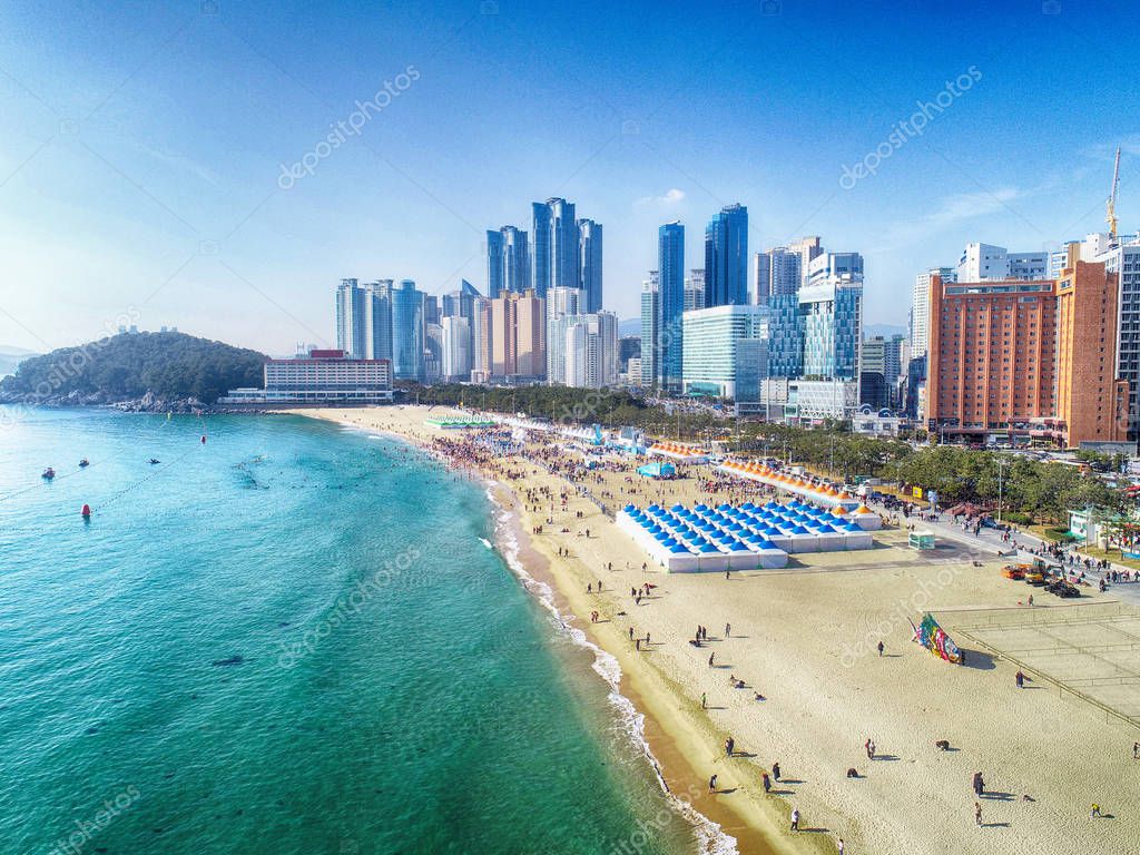 Vista aérea de Haeundae Beach Event, Busan, Corea del Sur, Asia 2025