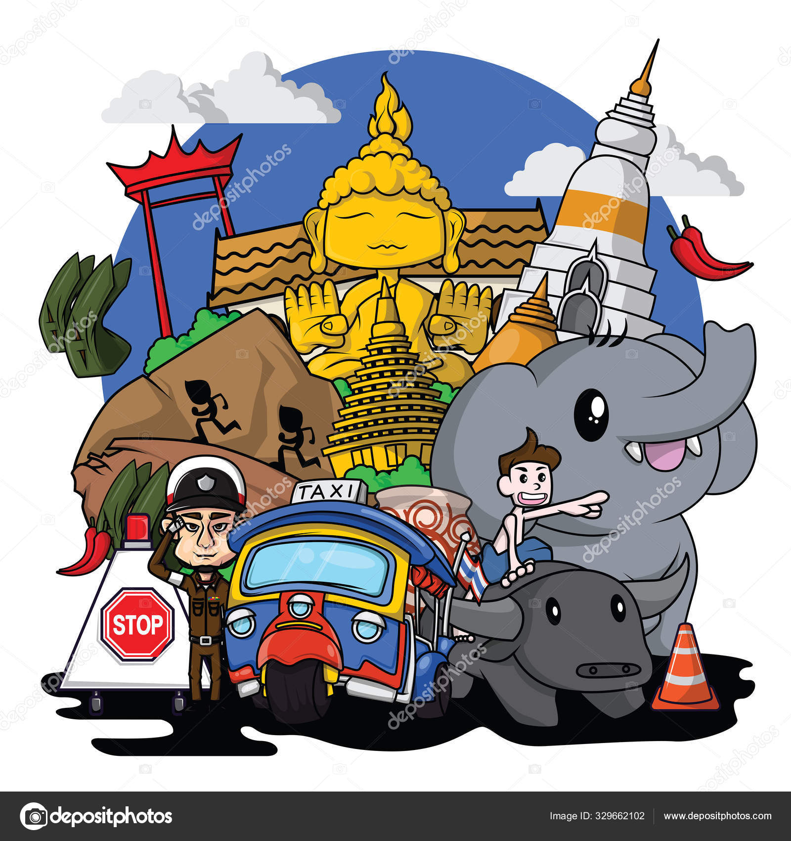 Cute Thailand Fun cartoon. Stock Vector by ©arrat.darkyugi@gmail.com ...