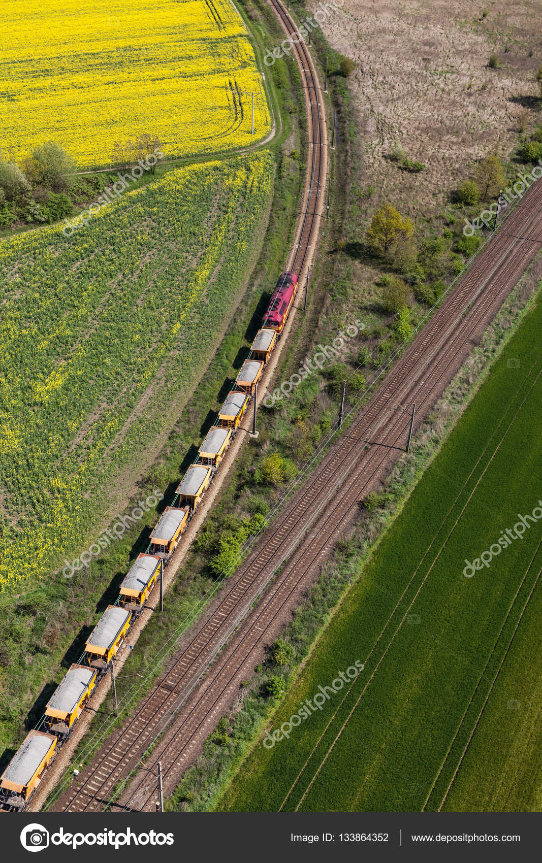 Aerial view of the train on the railway track ⬇ Stock Photo, Image by ...