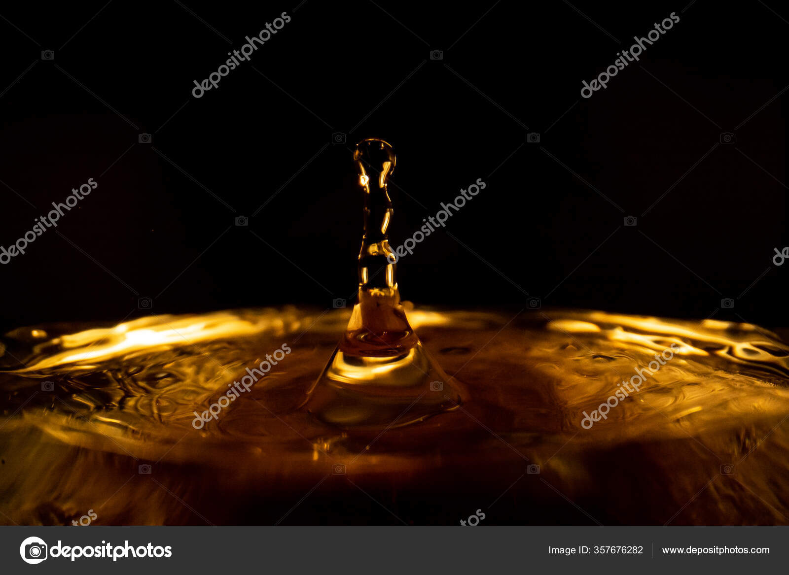 Water Splash Golden Water Splash Isolated Black Background Water Stock ...