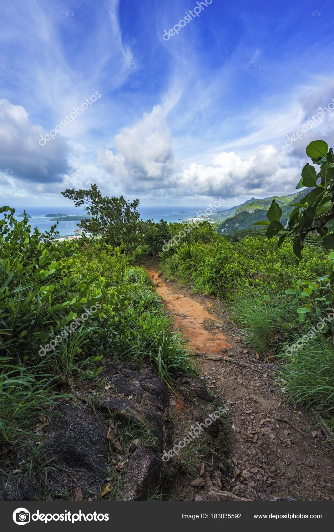 Hiking the copolia trail,granite rocks in the jungle on mahé, s — Stock ...
