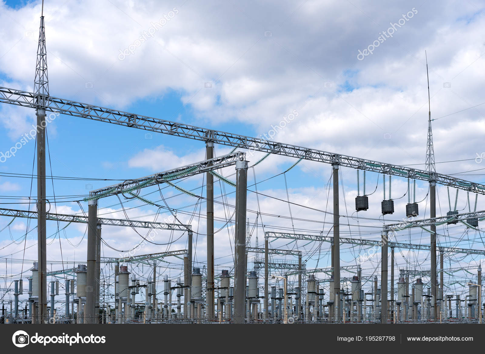 High Voltage Power Substation Modern Power Facility Electricity ...