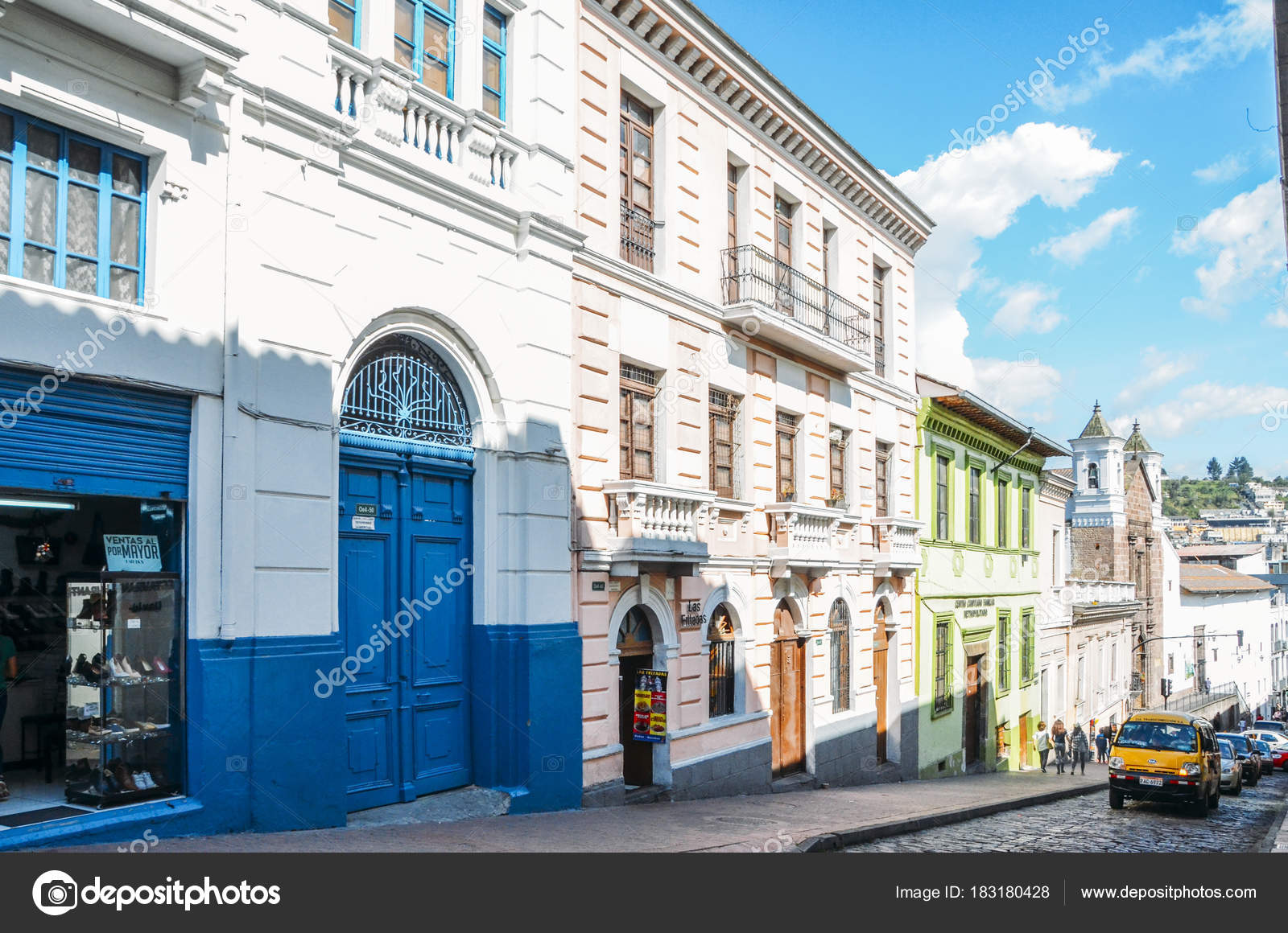 Colonial style architecture in the historic centre of Quito, Ecuador ...