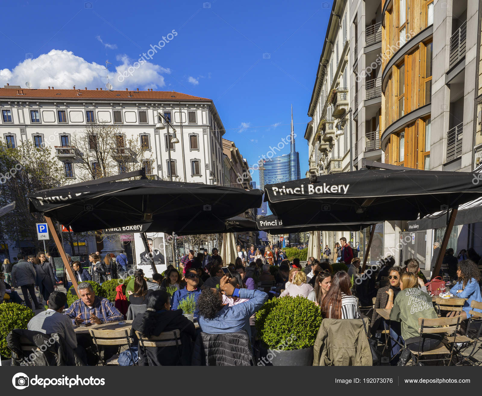 A crowded cafe on Corso Garibaldi, one of Milan's most fashionable ...