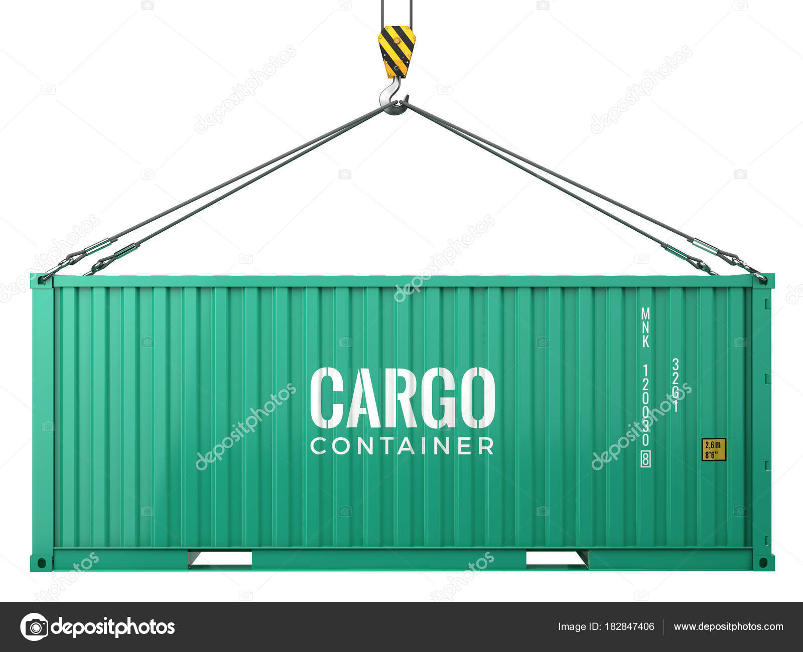 Green cargo freight shipping container isolated on white background ...