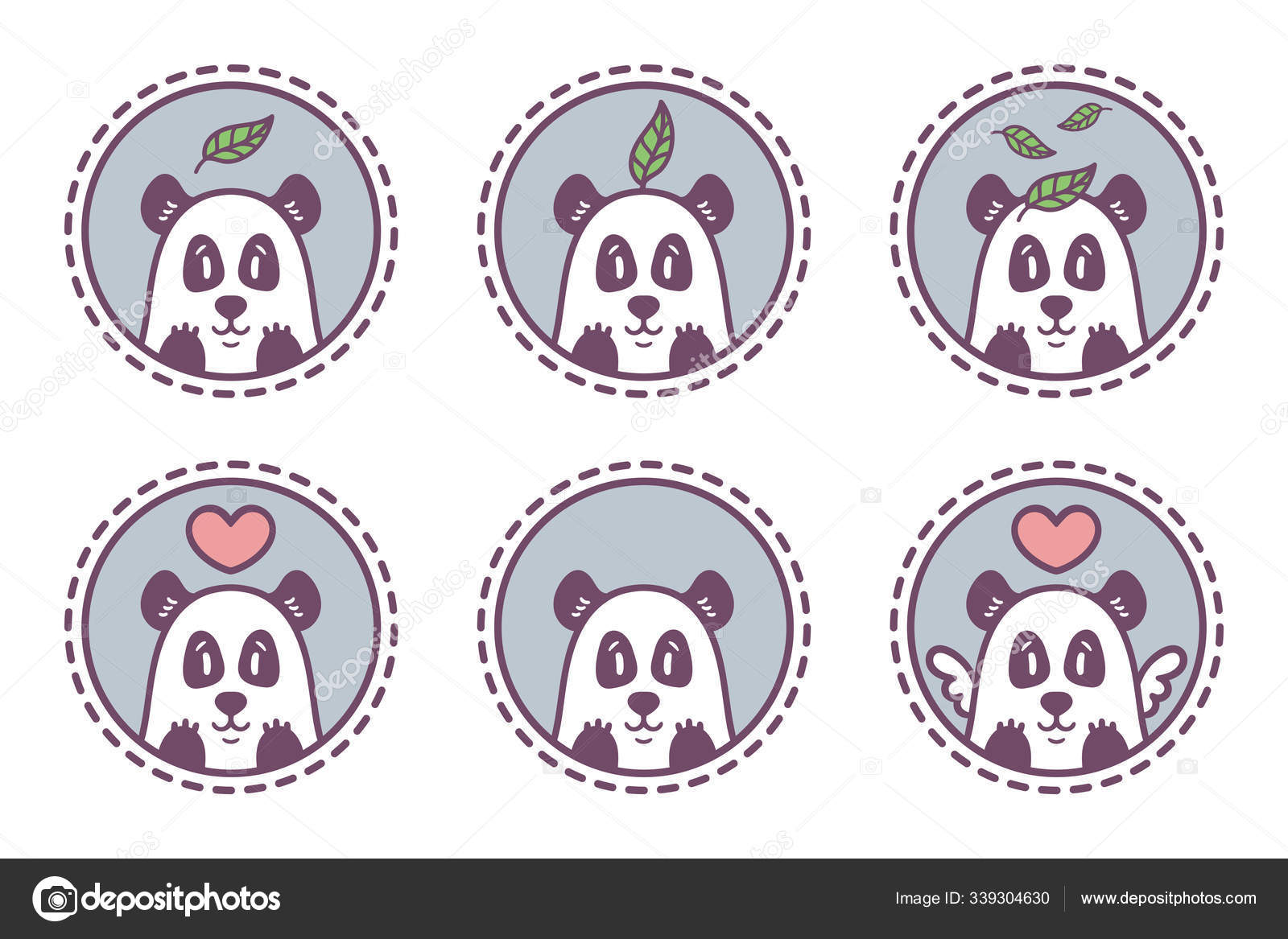 Set of panda emblems, icons, labels. — Stock Photo © marumayfay #339304630