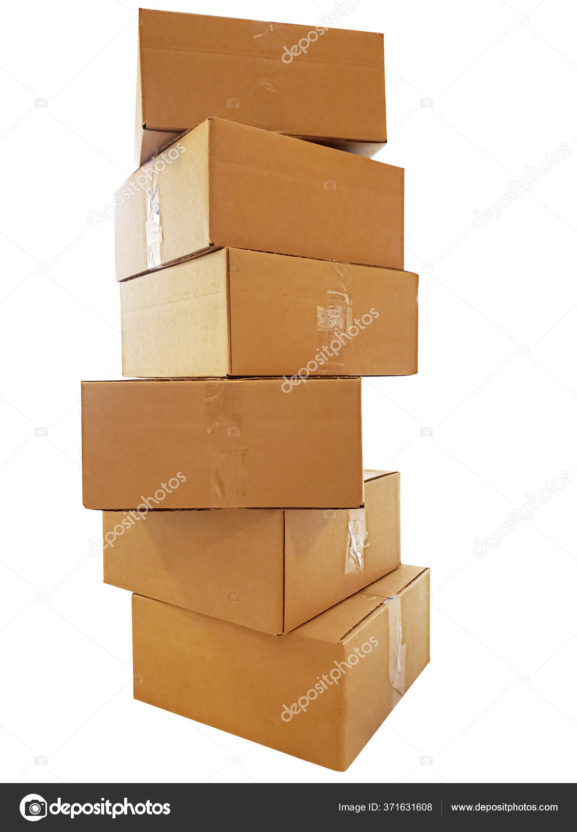 Stack Shipping Boxes Clipping Path White — Stock Photo © duplass #371631608