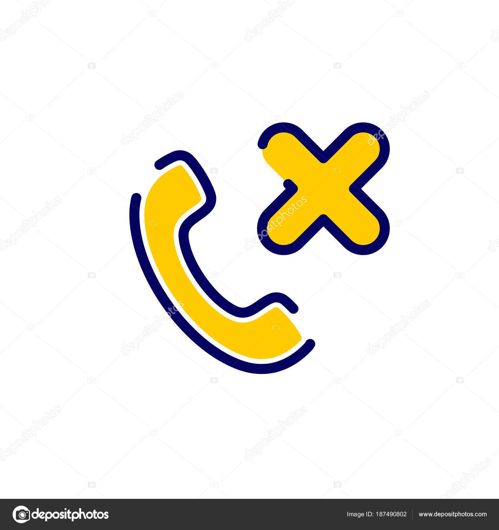 Call icon with cancel sign. Call icon and close, delete, remove concept ...