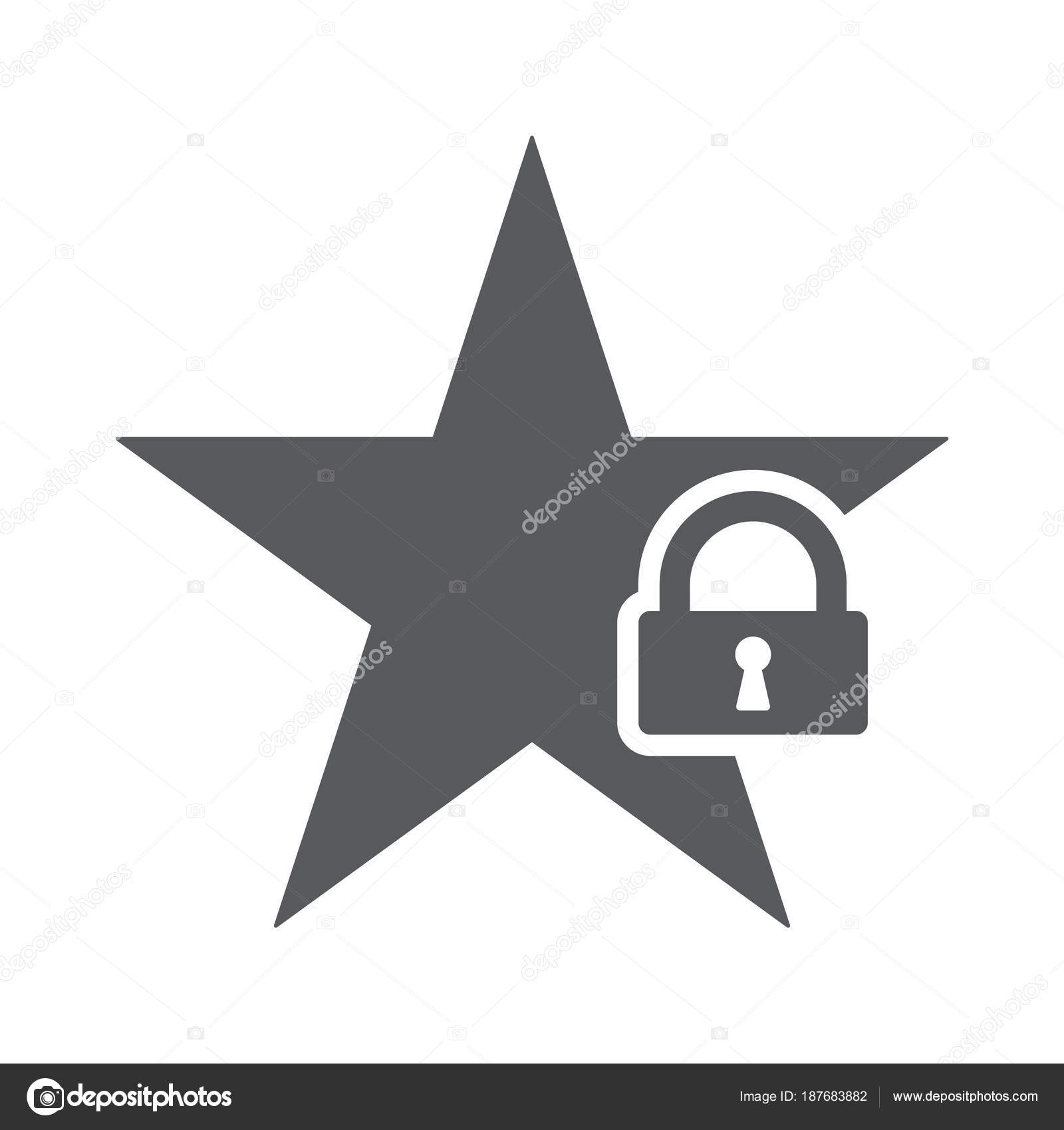 Star icon with padlock sign. Star icon and security, protection ...