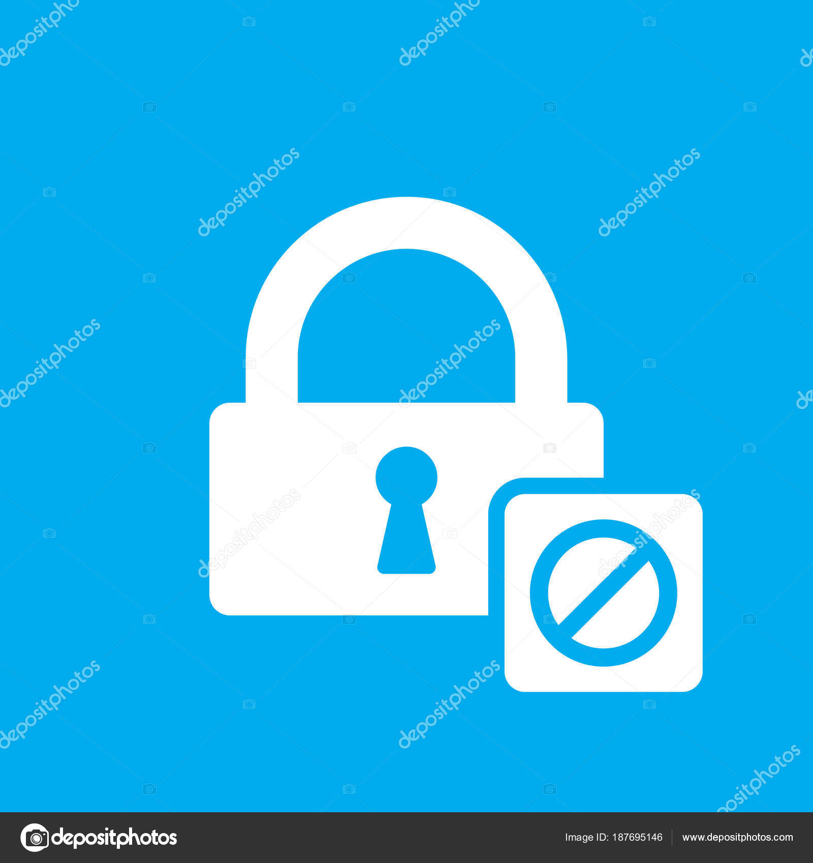 Schloss-Symbol mit nicht erlaubtem Zeichen. Sperrsymbol und Sperren ...