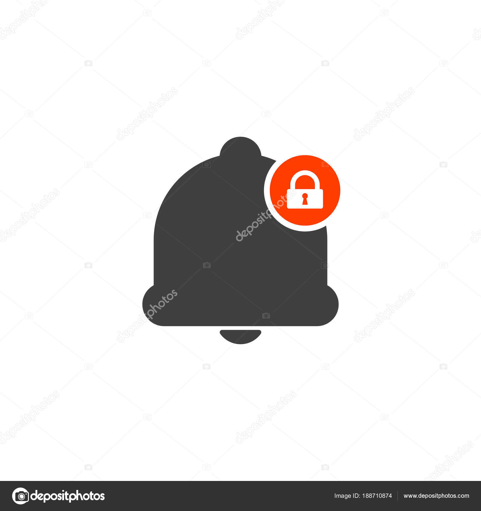 Notification icon with padlock sign. Notification icon and security ...