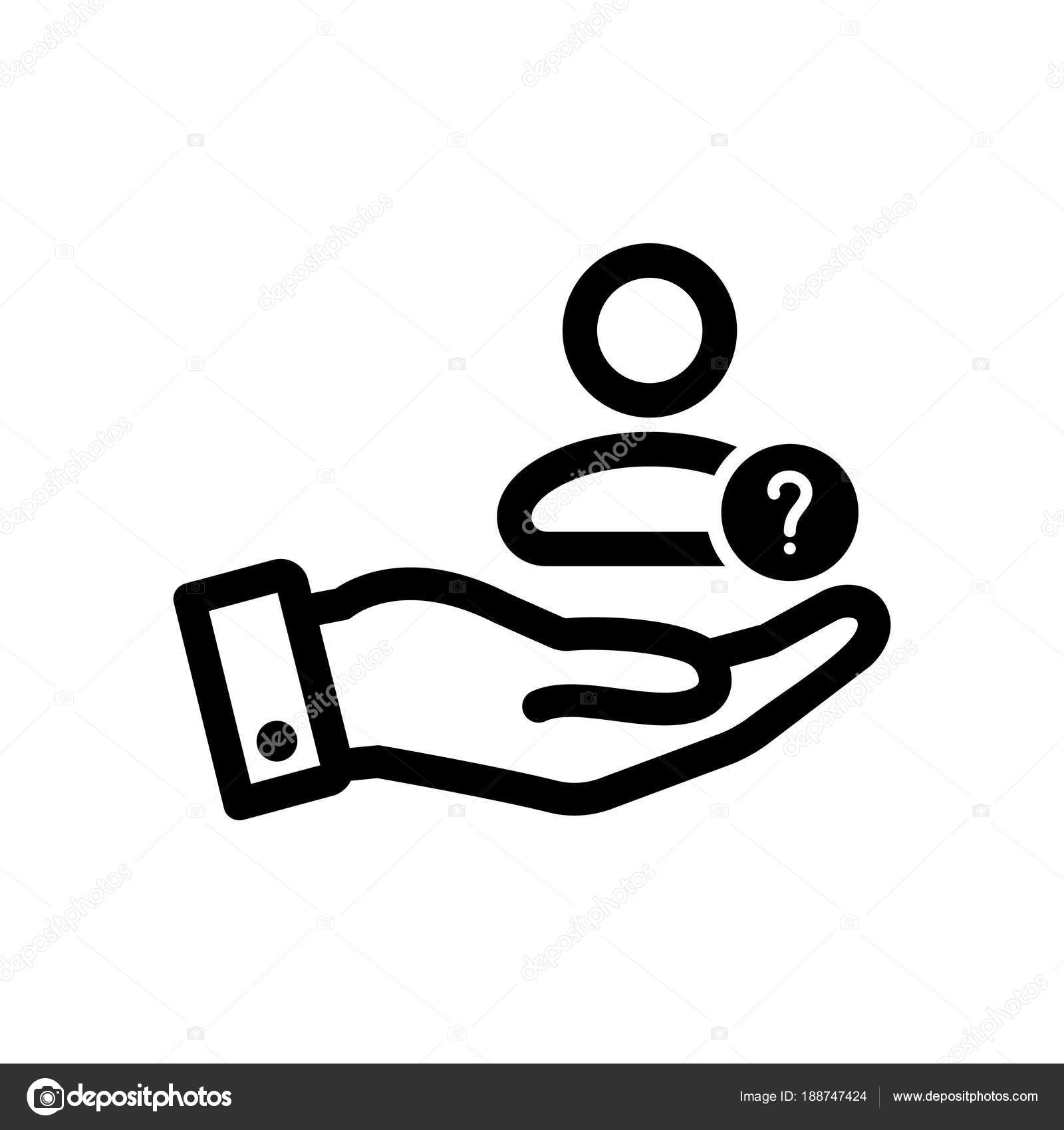Icono del cliente con signo de interrogación. Icono del cliente y ayuda ...
