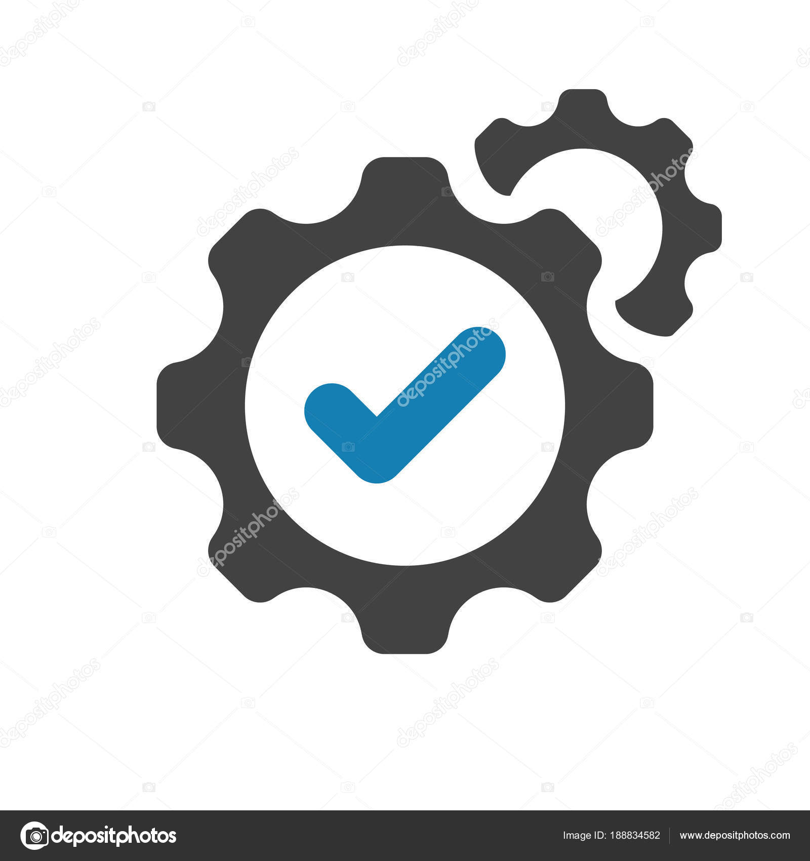 Icône Paramètres avec panneau de contrôle. Icône Paramètres et approuvé ...