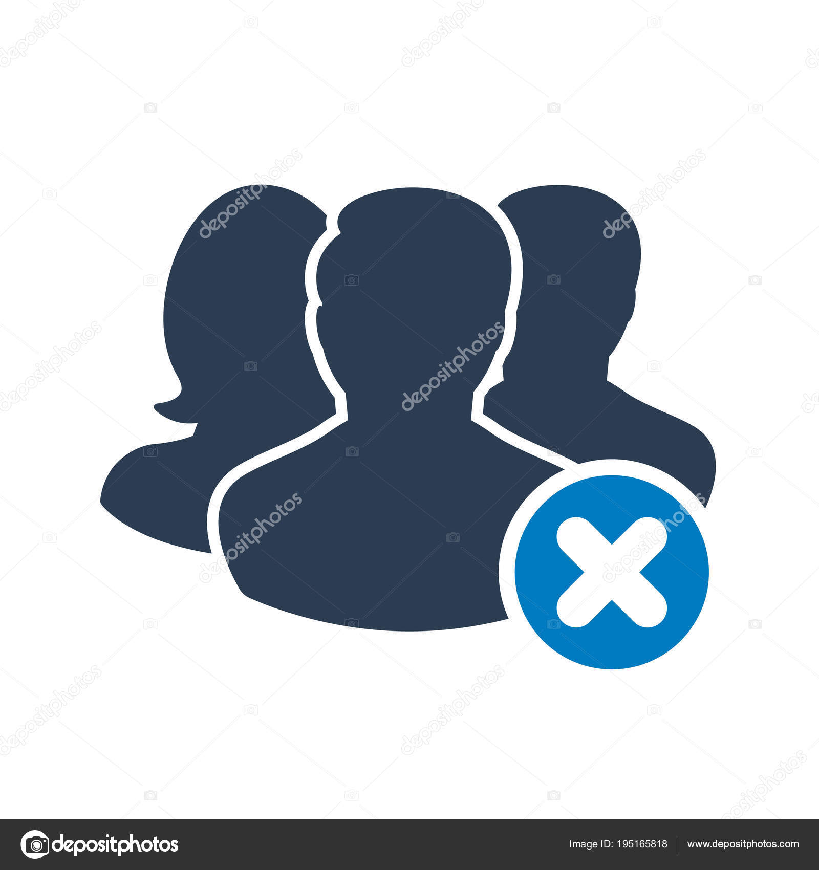 Team icon with cancel sign. Team icon and close, delete, remove symbol ...