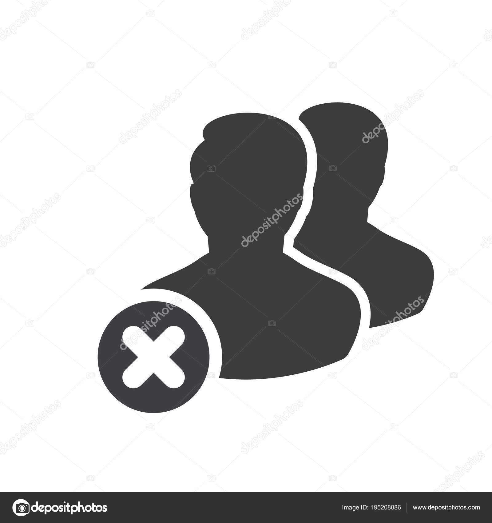 Client icon with cancel sign. Client icon and close, delete, remove ...