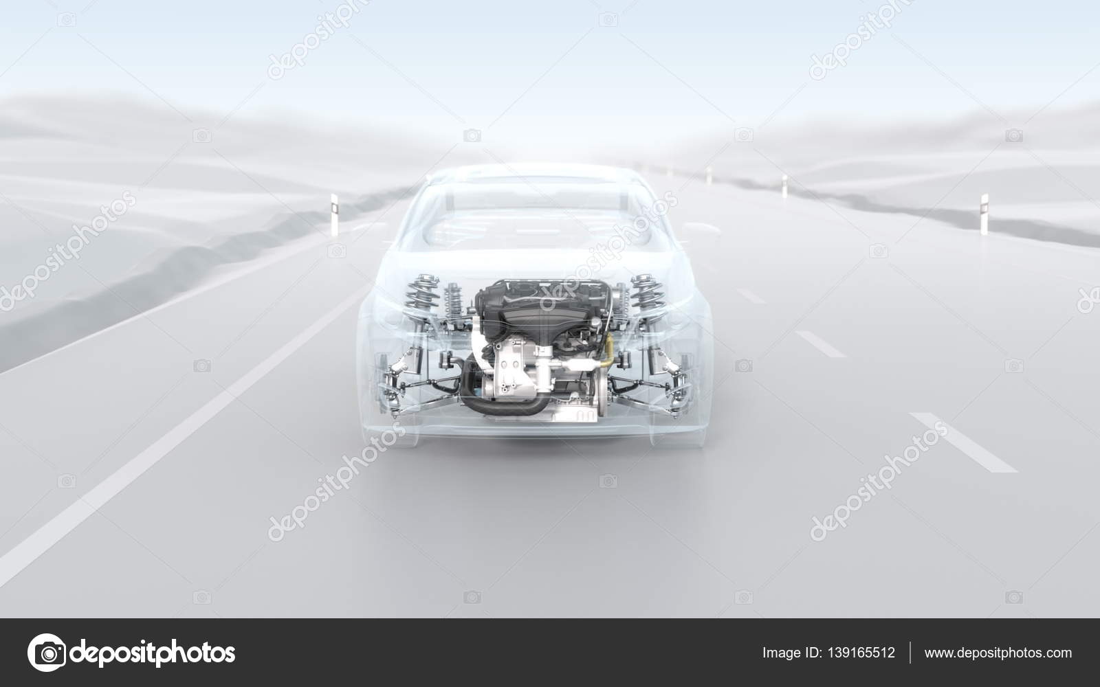 Abstract city car structure overview during drive. Opacity design 3d ...