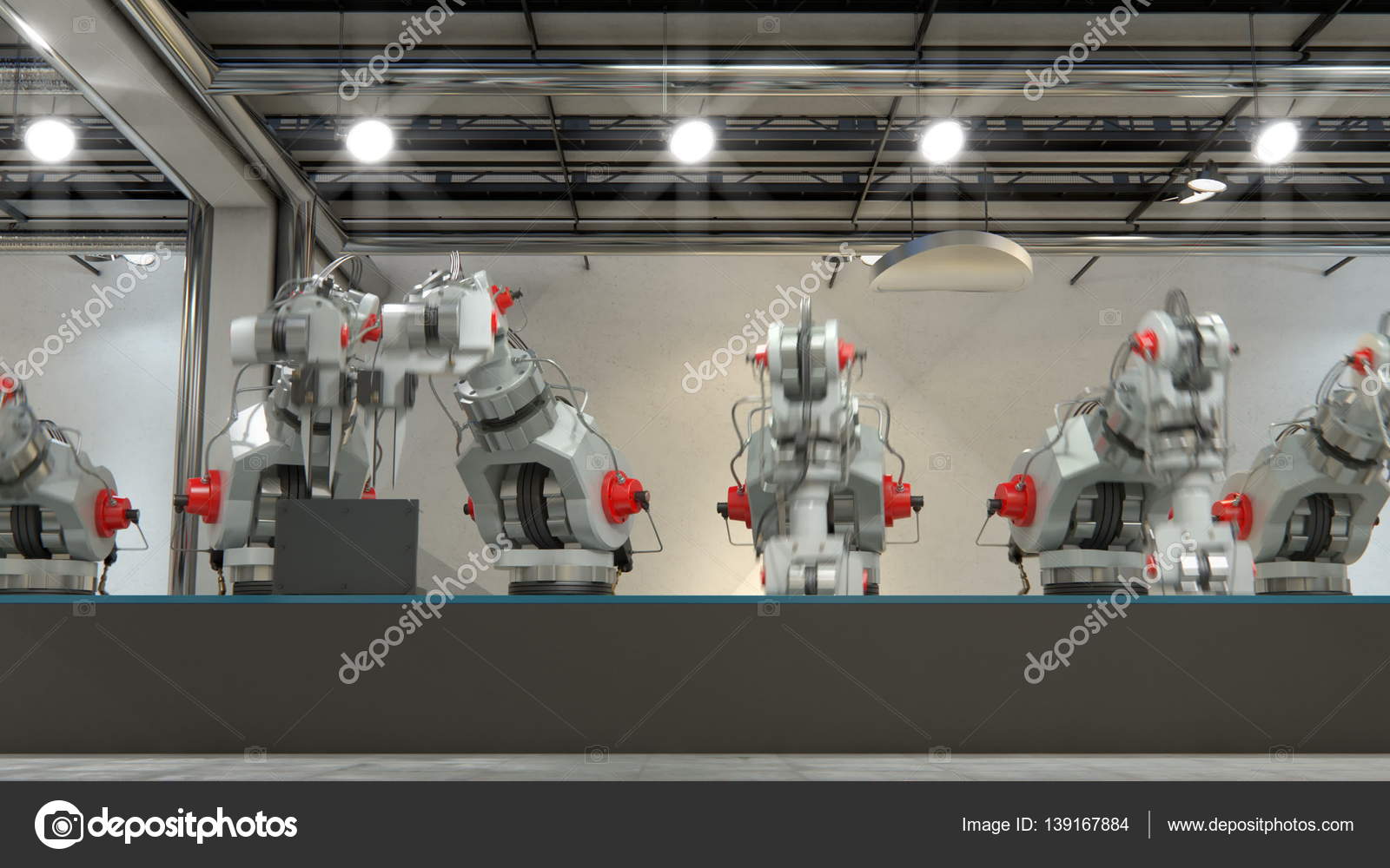 Robotic Arm Assembling 3d Printer On Conveyor Belt 3d illustration ...