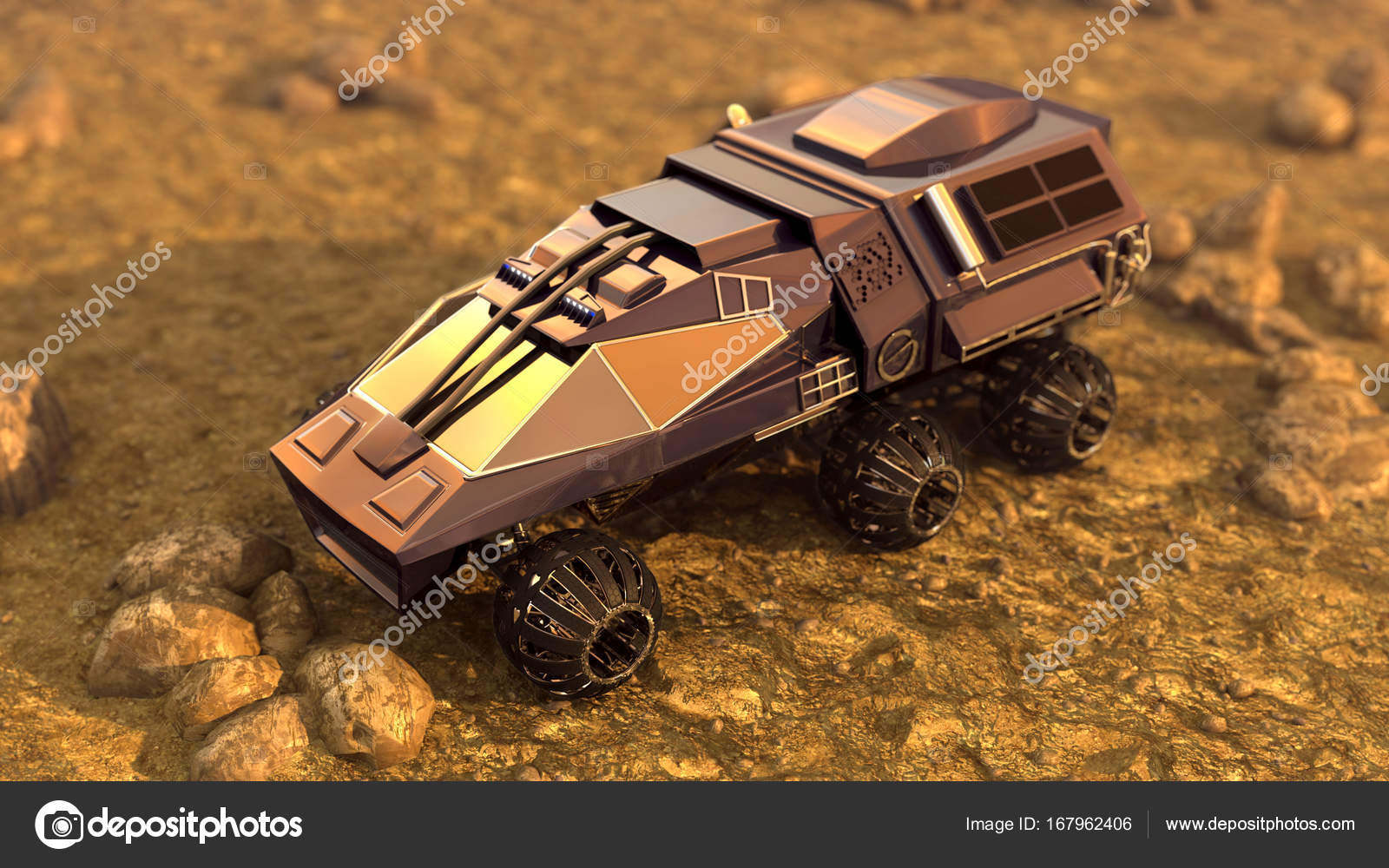 Mars Rover Space Travel. 3D rendering — Stock Photo © lookaround #167962406