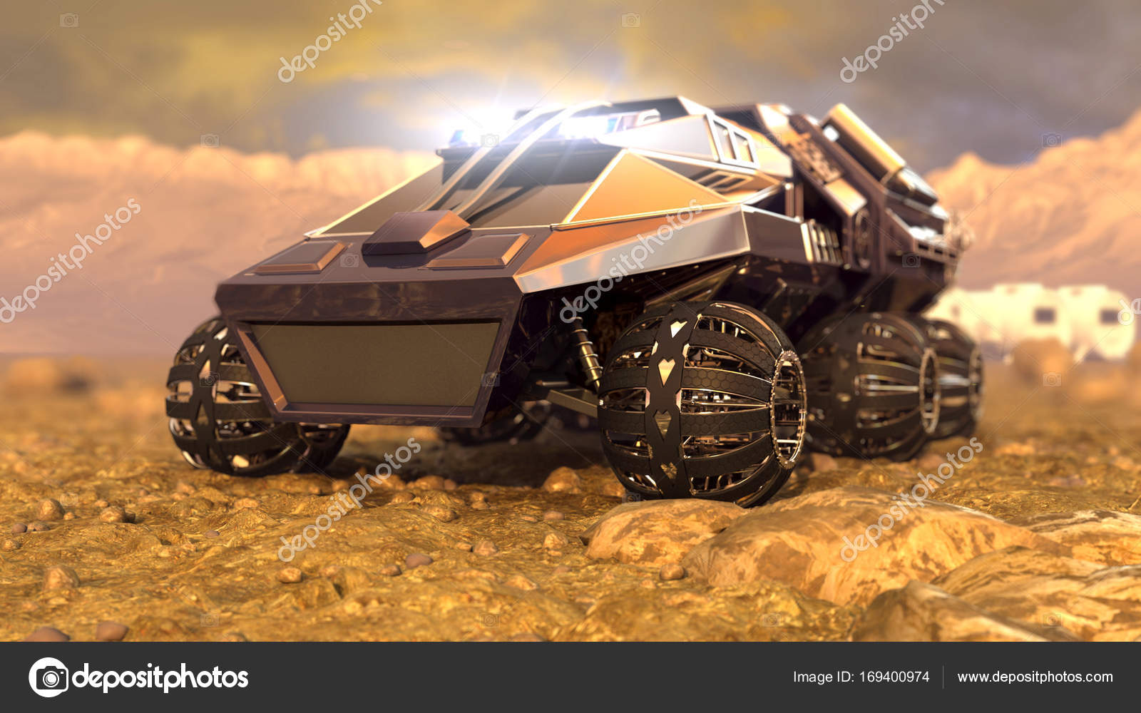 Mars Rover Space Travel. 3D rendering — Stock Photo © lookaround #169400974