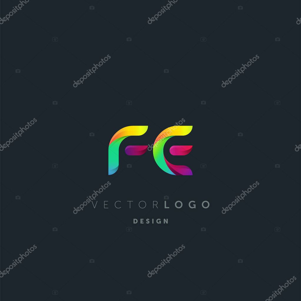 Gradiente Fe Letras Logo, Plantilla de tarjeta de visita, Vector 2023