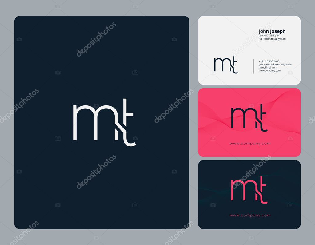 mt Letras Logo, Plantilla de tarjetas de visita, Vector 2023
