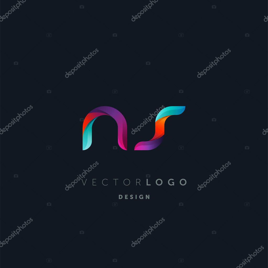 Gradiente Ns Letras Logo, Plantilla de tarjeta de visita, Vector 2024