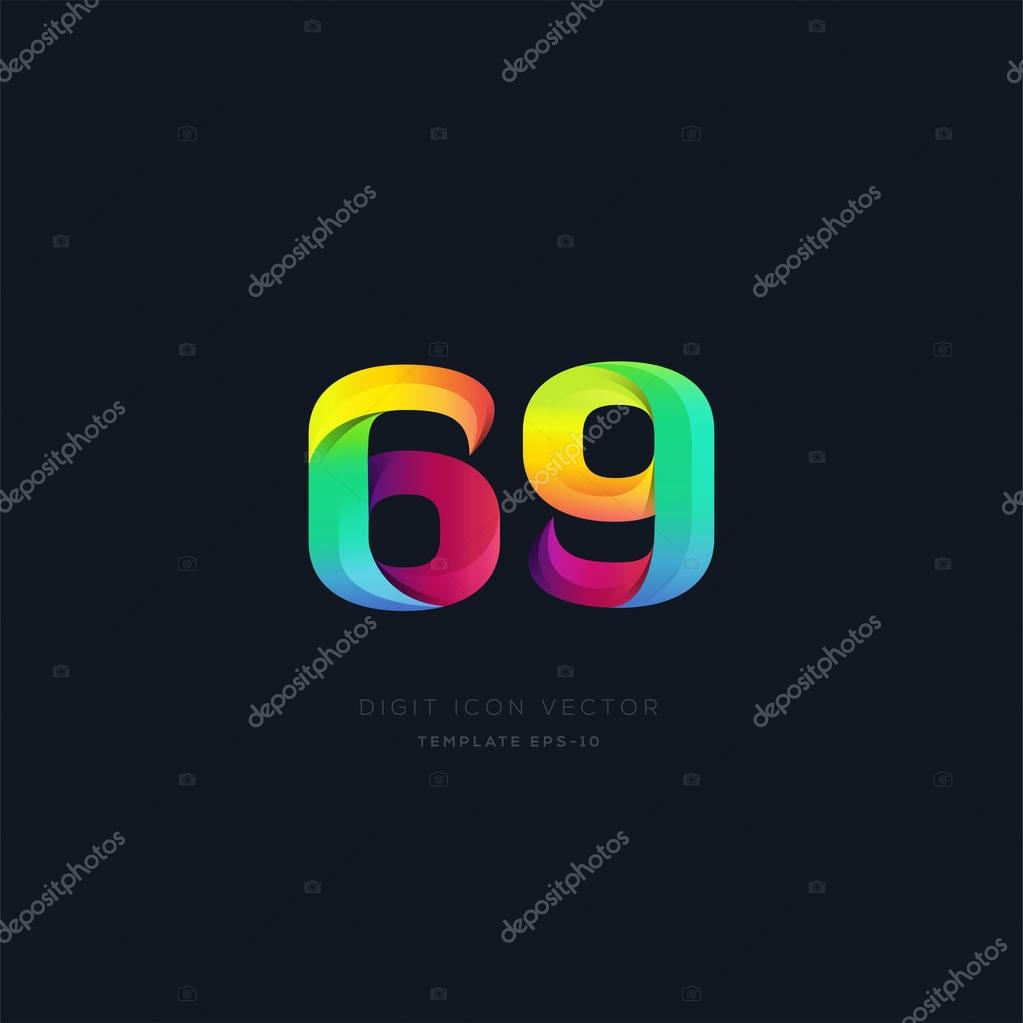 3d dígitos 69 número icono del logotipo, la identidad corporativa ...