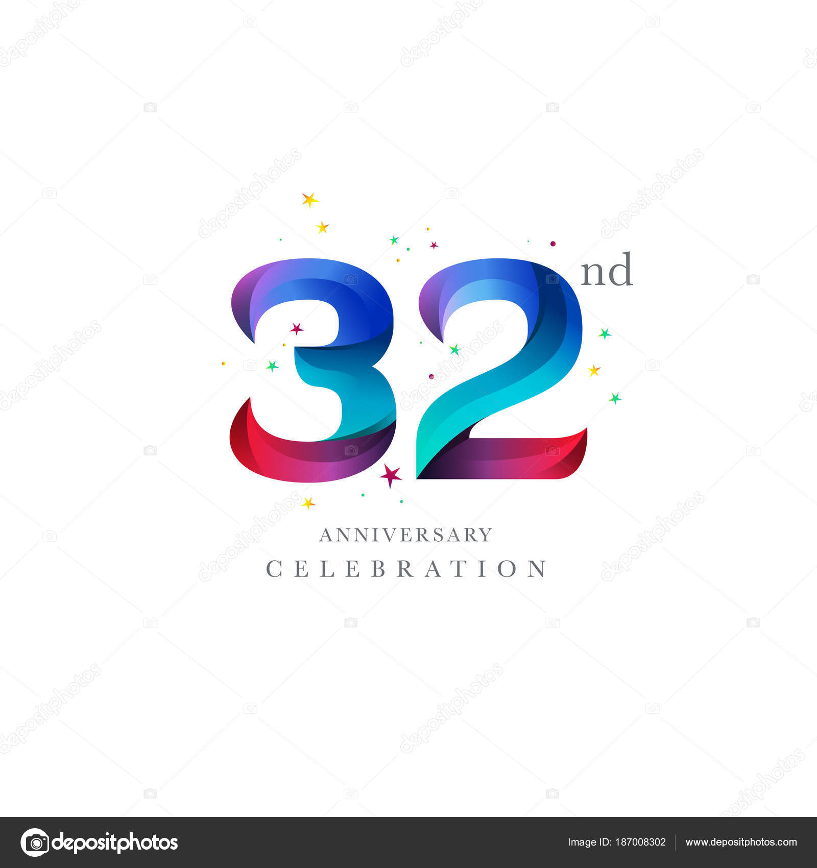 32Th Anniversary Logo Design Number Icon Vector Template Stock ...