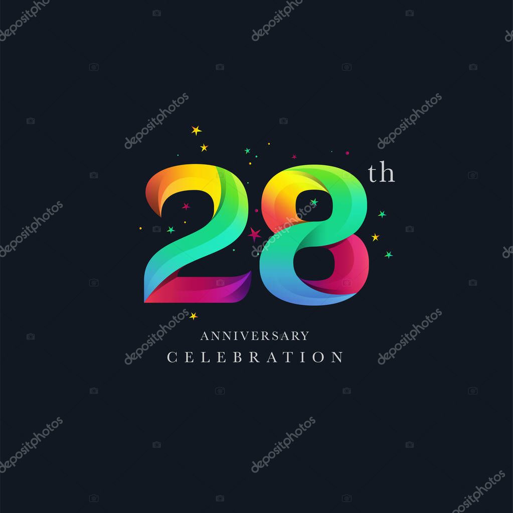Diseño de Logo del 28º Aniversario, Número 28 Plantilla de Vector de ...