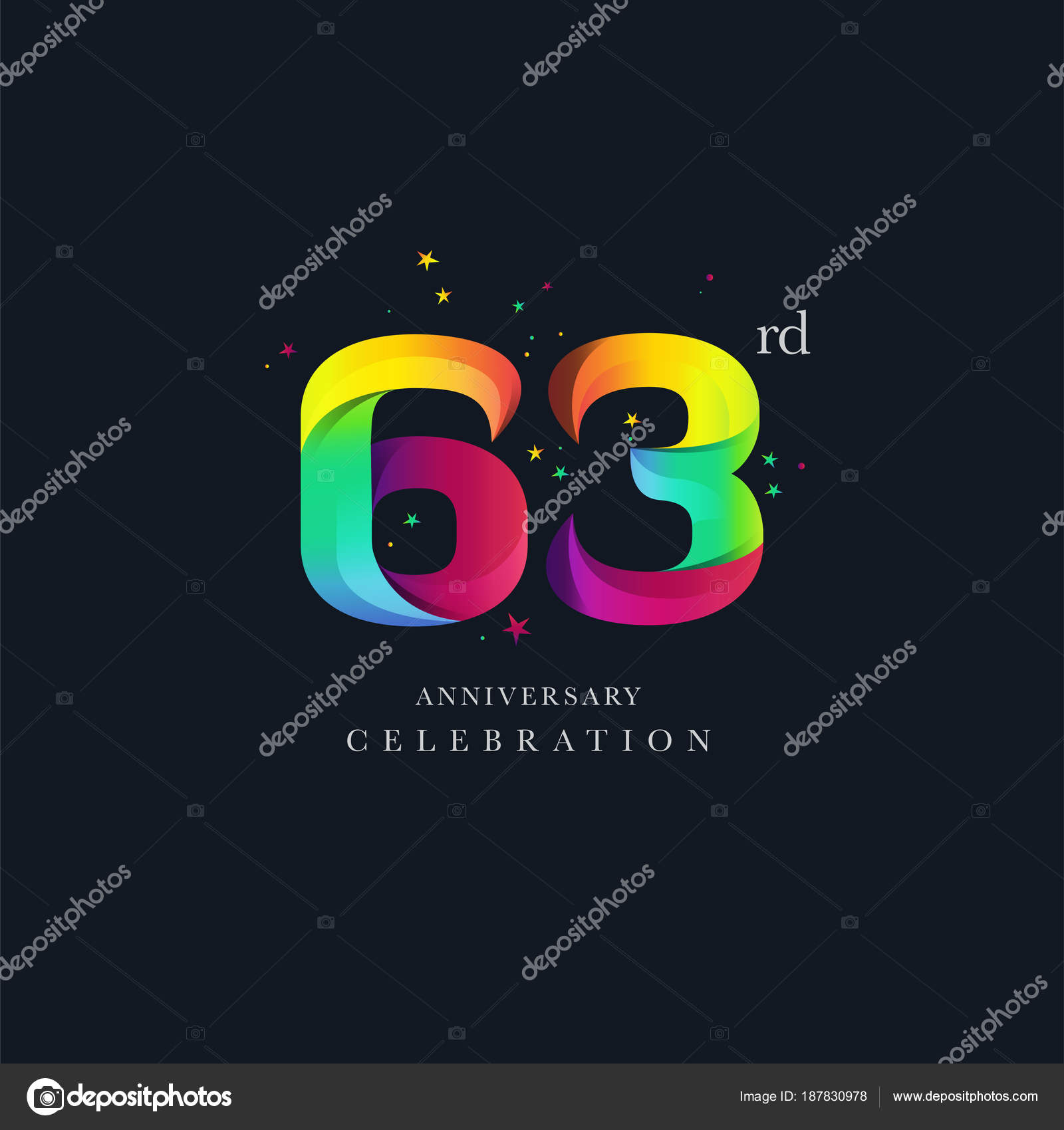 63Th Anniversary Logo Design Number Icon Vector Template Stock Vector ...