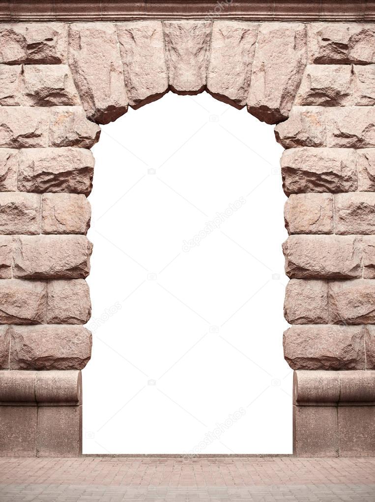 Stone old arch isolated on white background with place for text — Stock ...