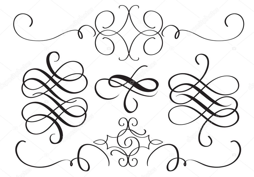 Art calligraphy flourish of vintage decorative whorls for design ...