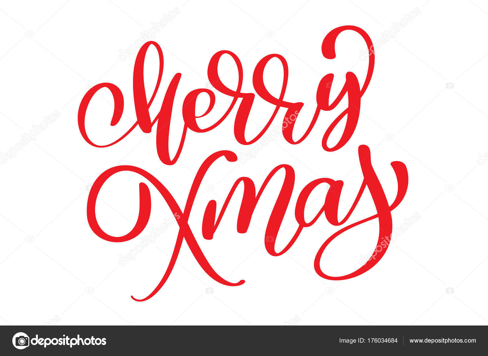 Christmas Text Merry Xmas Hand Written Calligraphy Lettering Handmade