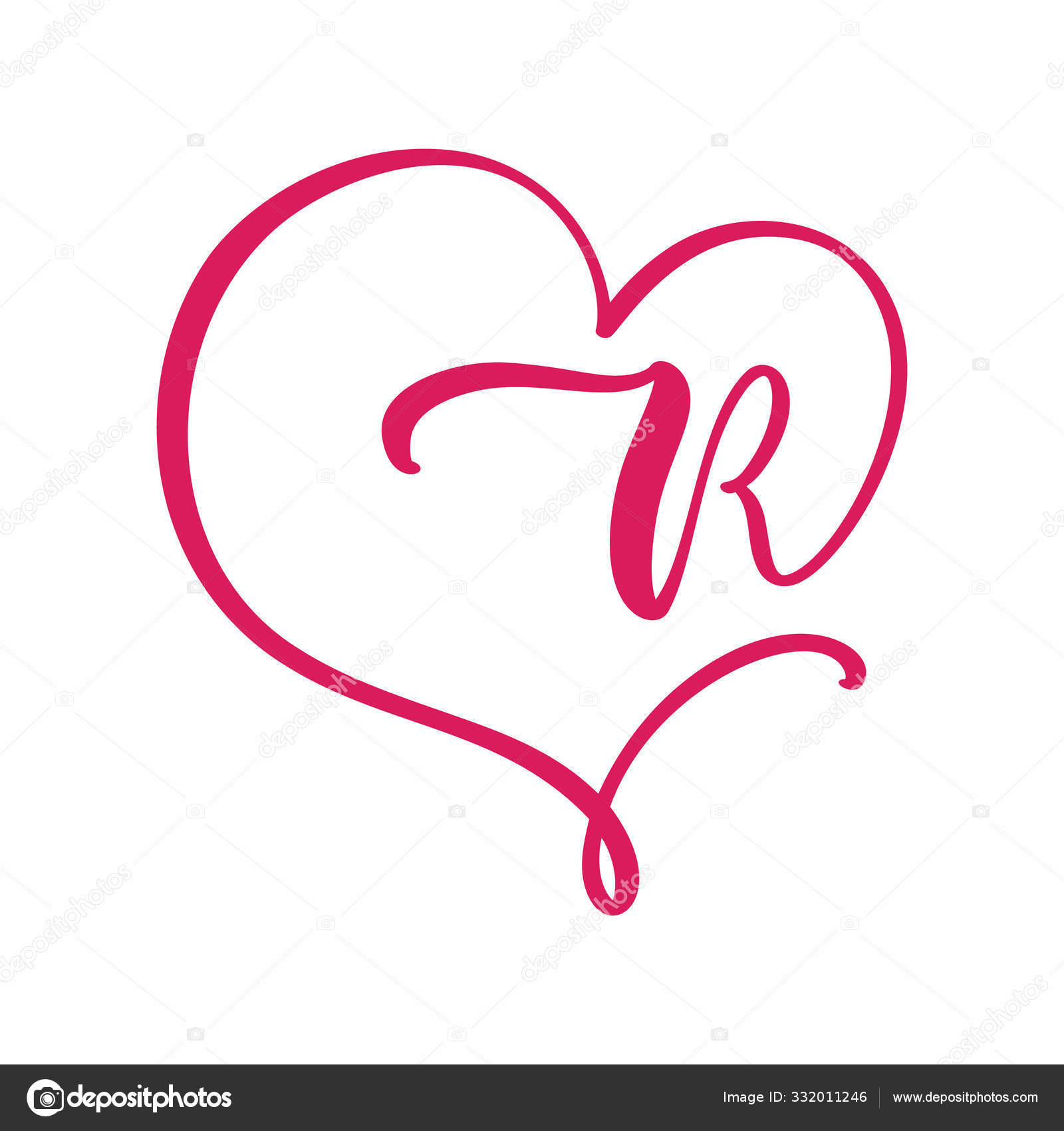 Vector Vintage floral monogram letter R. Calligraphy element logo ...