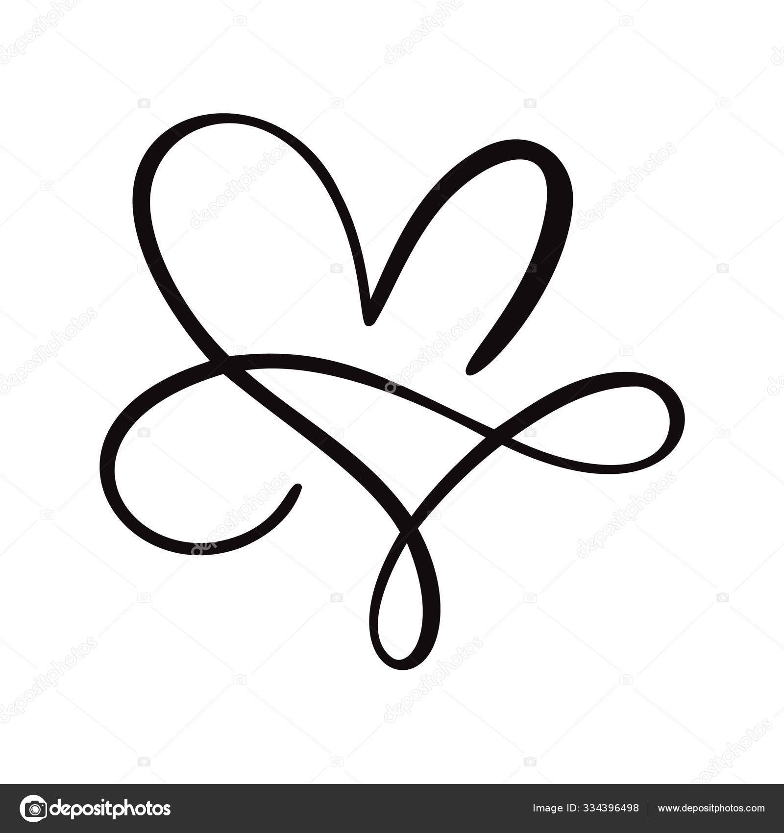 Bryllup Hjerte Symboler Bryllup Ikoner. Hånd Skitseret Vektor Bryllup