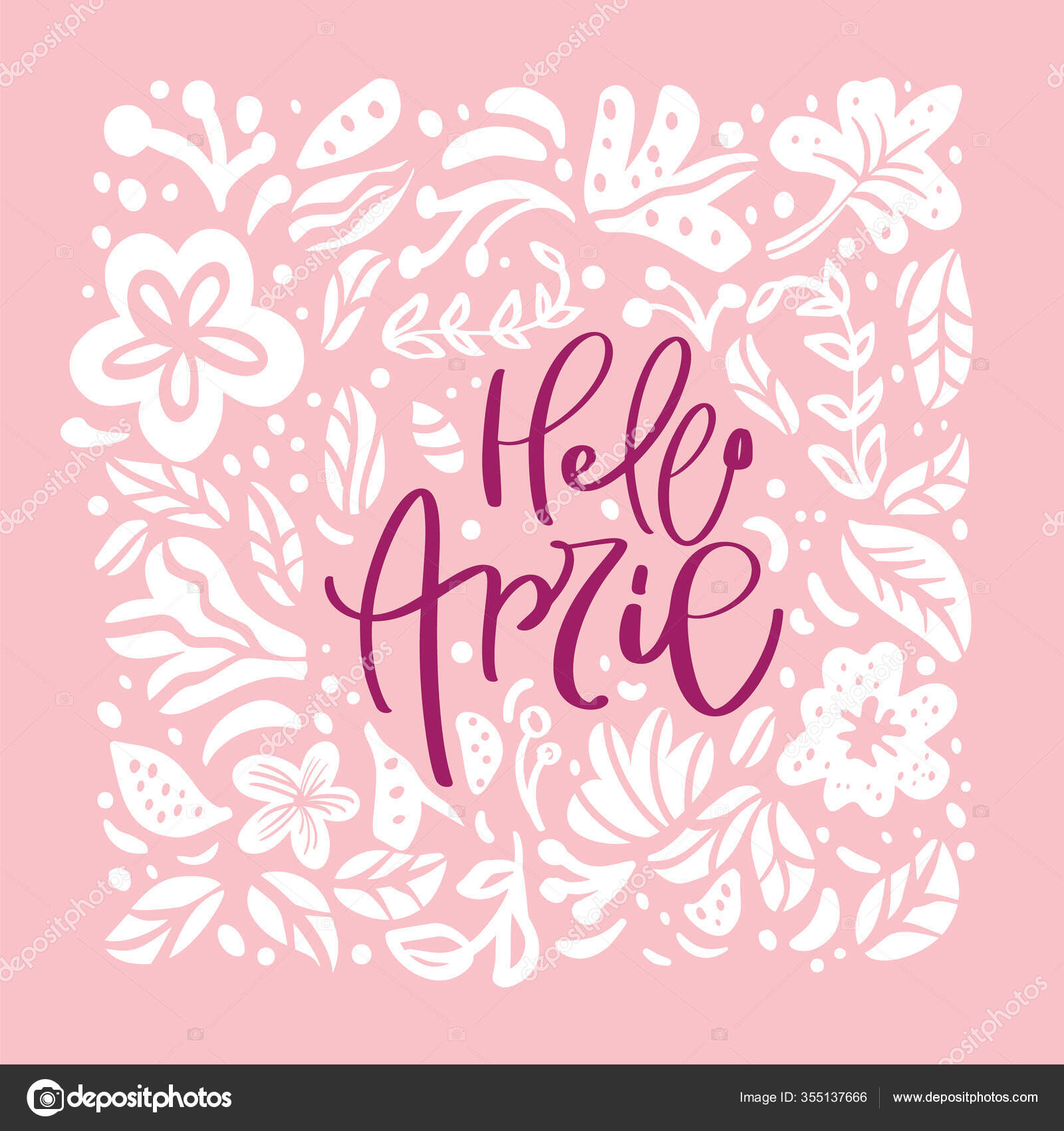 Hello April Handwritten Calligraphy Lettering Text Pink Background ...