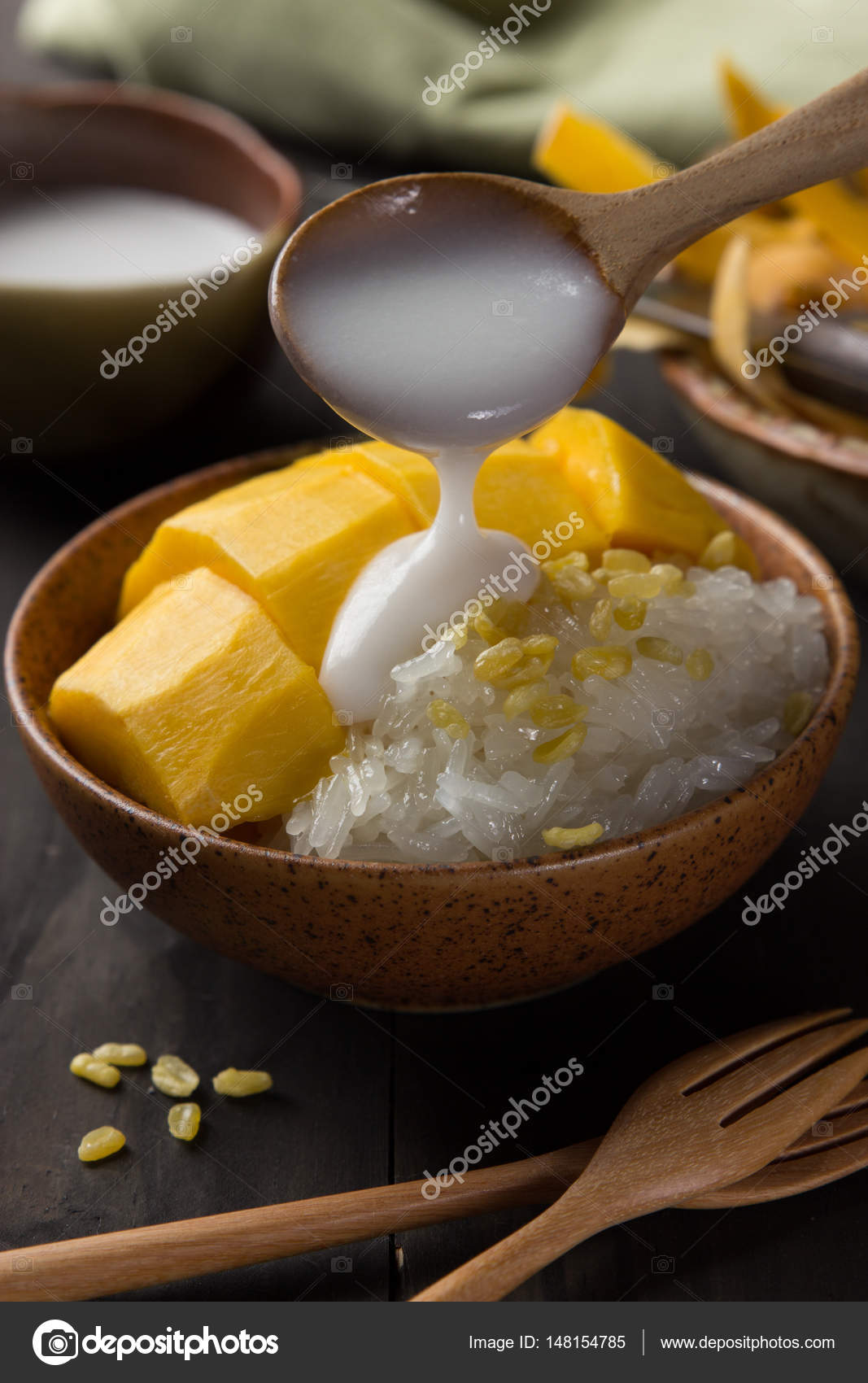 Khao Niew Ma Muang, Mango and sticky rice, Thai Dessert — Stock Photo ...