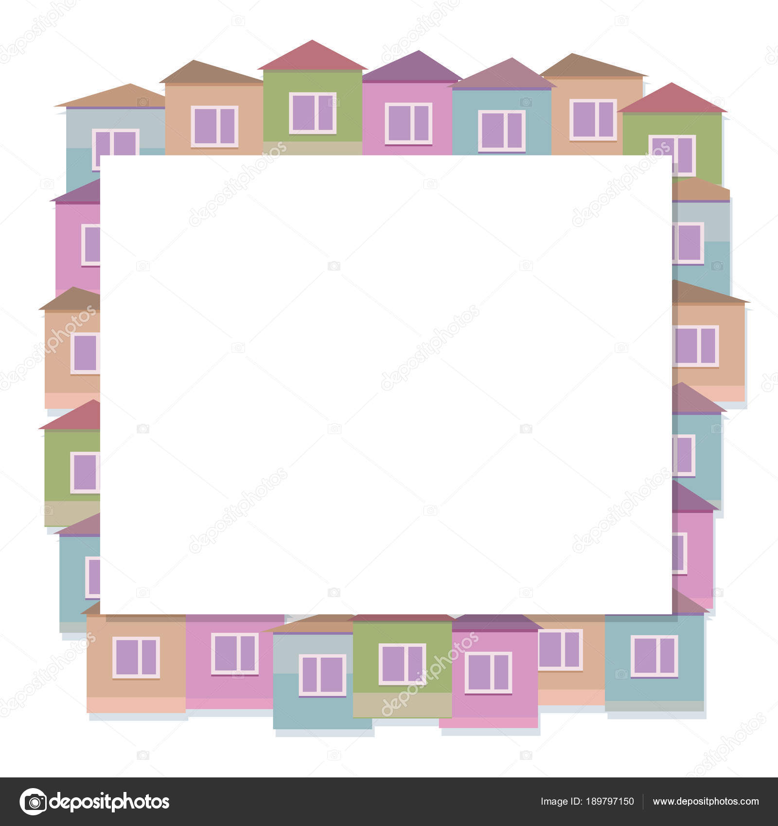 Vector illustration of colorful small houses with windows and roofs ...