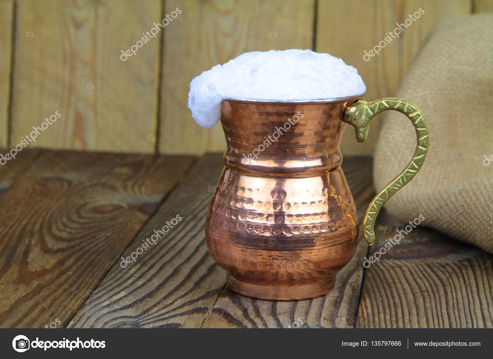 Ayran - Traditional Turkish yoghurt drink in a copper metal cup — Stock ...